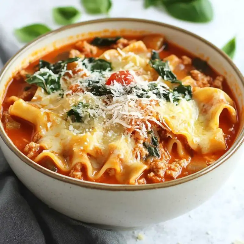 Cheesy One-Pot Lasagna Soup - FunCraftyKitchen