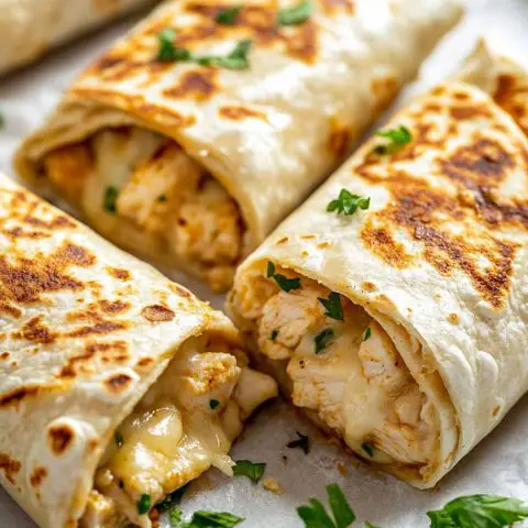 Cheesy Garlic Chicken Wraps - FunCraftyKitchen