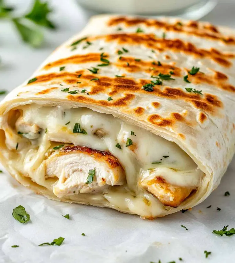 Cheesy Garlic Chicken Wraps - FunCraftyKitchen