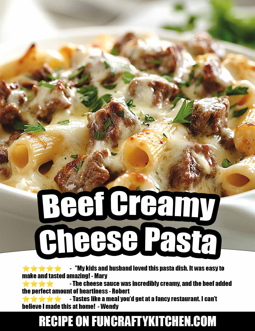 Beef Creamy Cheese Pasta - FunCraftyKitchen