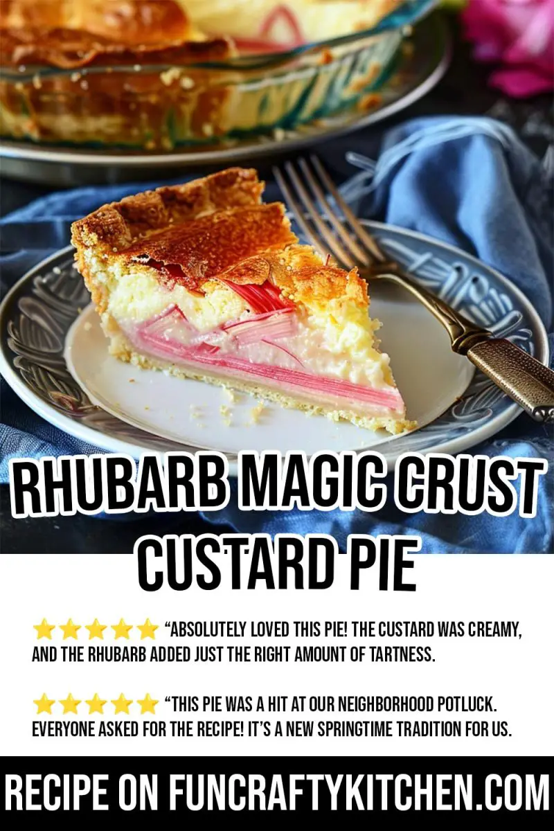 Rhubarb Magic Crust Custard Pie - FunCraftyKitchen