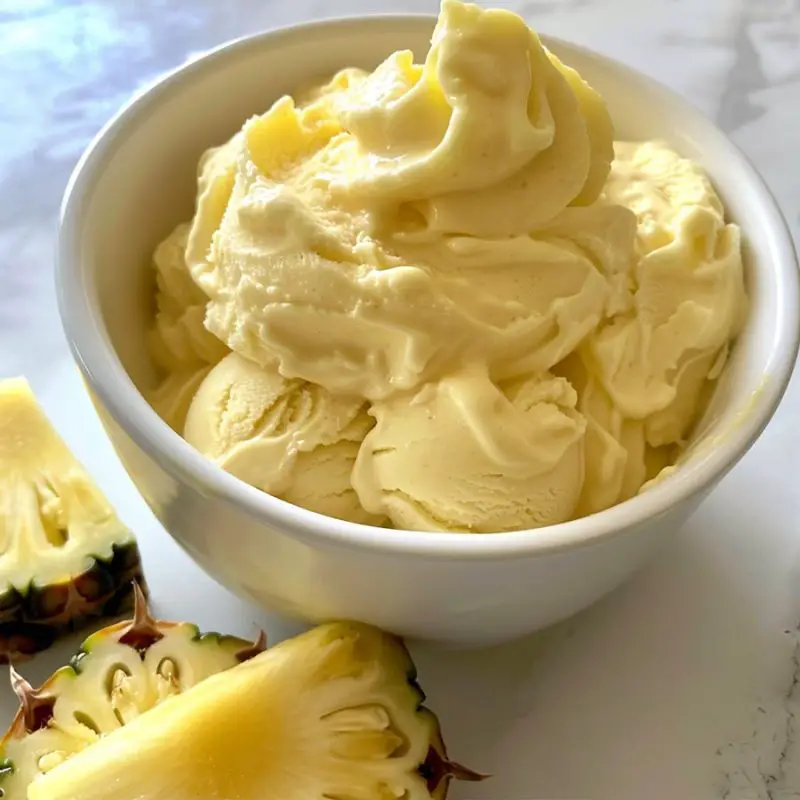 Homemade Pineapple Soft Serve Ice Cream - FunCraftyKitchen