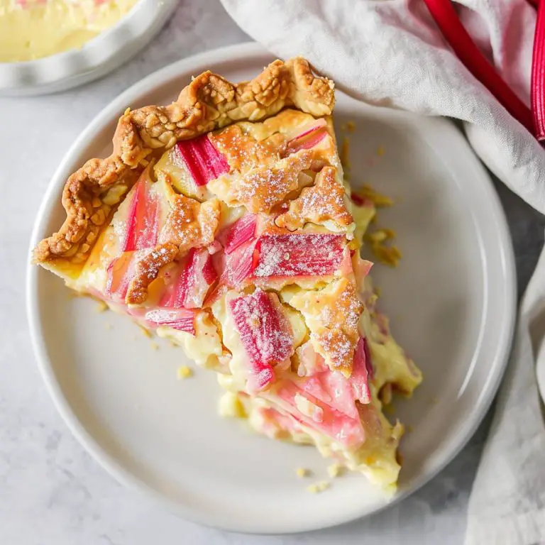 Rhubarb Magic Crust Custard Pie - FunCraftyKitchen