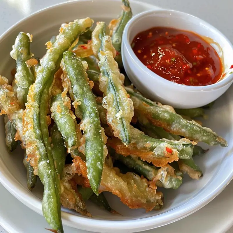Beer Battered Fried Green Beans with Sriracha Dip - FunCraftyKitchen