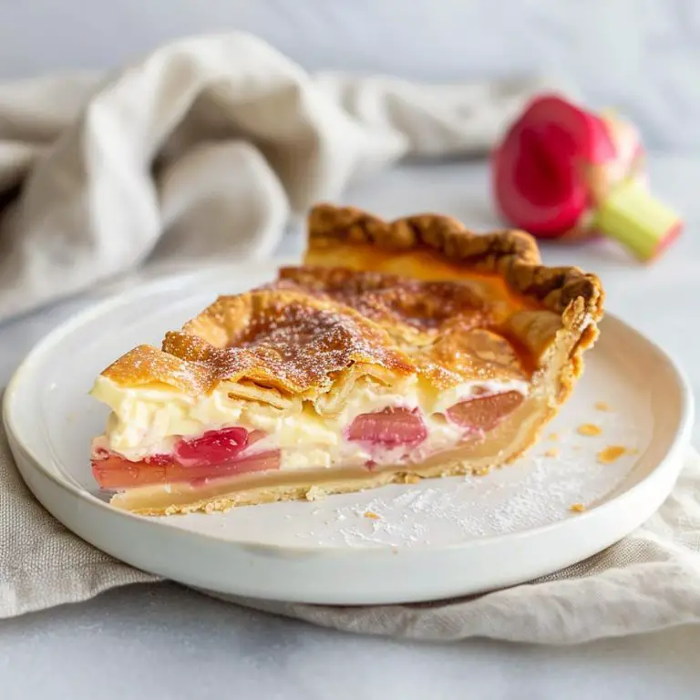 Rhubarb Magic Crust Custard Pie - FunCraftyKitchen