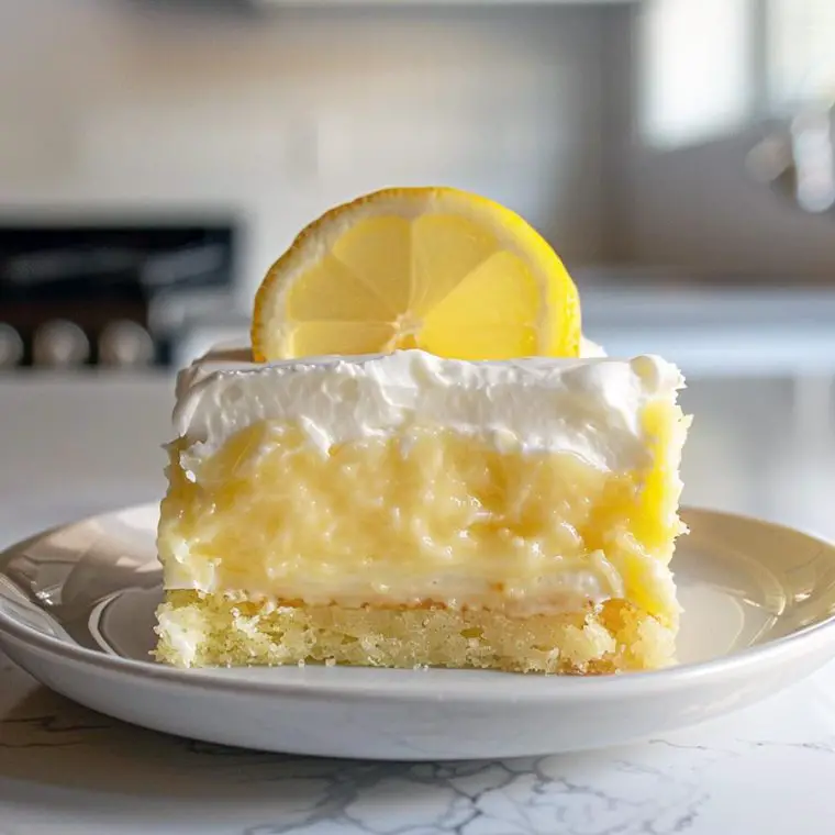 Lemon Pudding Poke Cake - FunCraftyKitchen