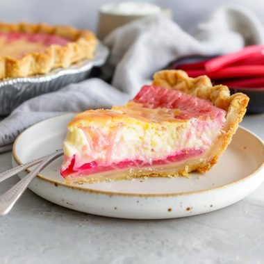 Rhubarb Magic Crust Custard Pie - FunCraftyKitchen