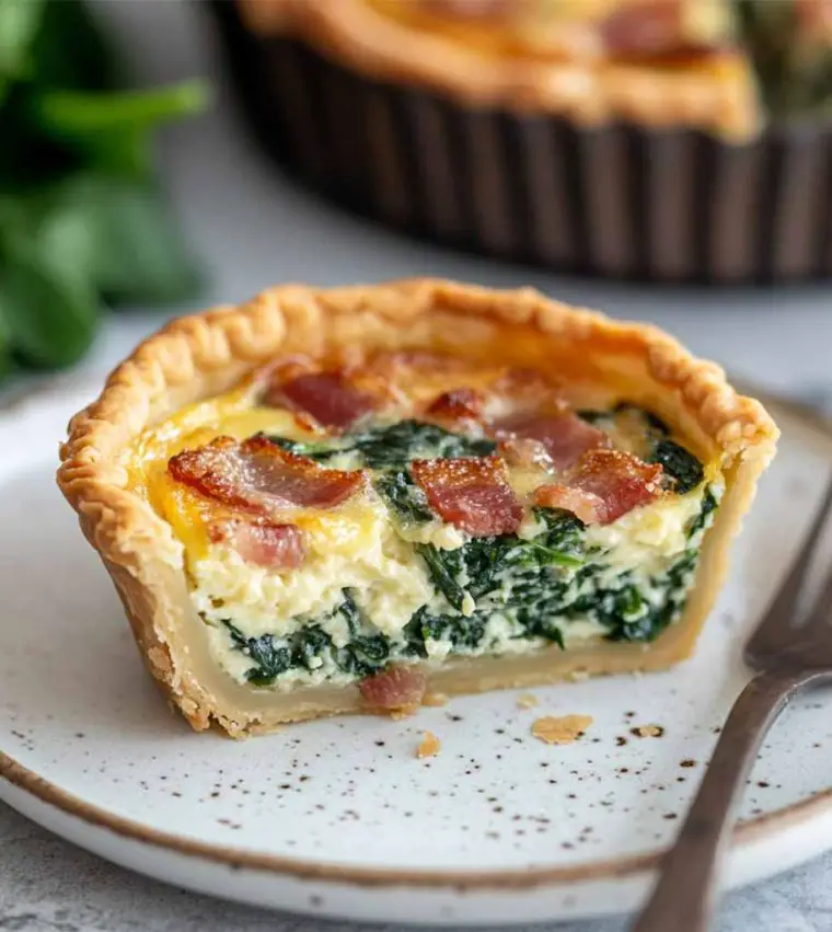 Mini Quiches with Spinach and Bacon - FunCraftyKitchen