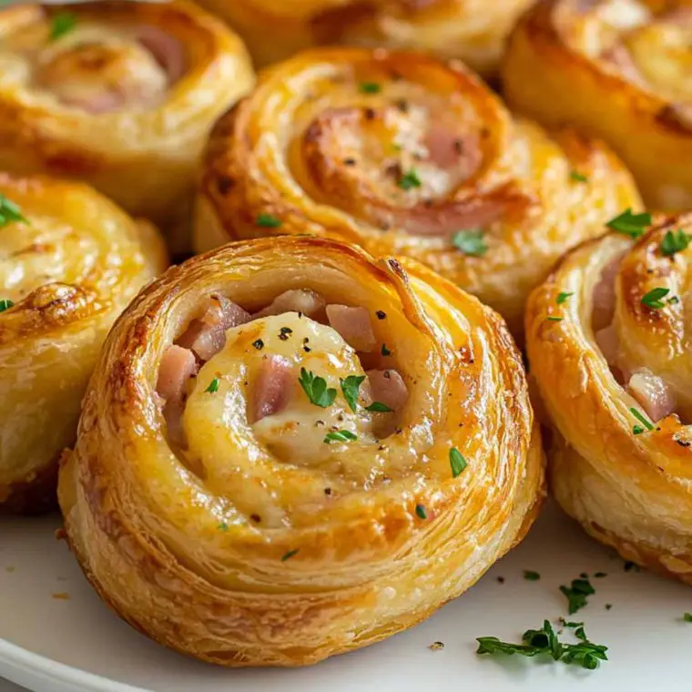 Puff Pastry Pinwheels with Ham and Cheese - FunCraftyKitchen