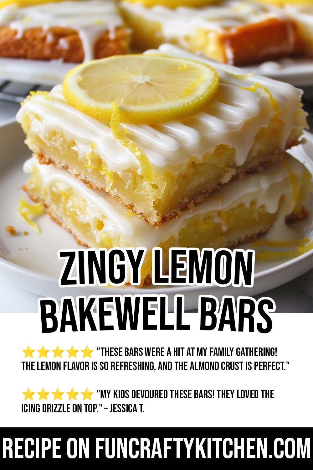 Zingy Lemon Bakewell Bars - FunCraftyKitchen