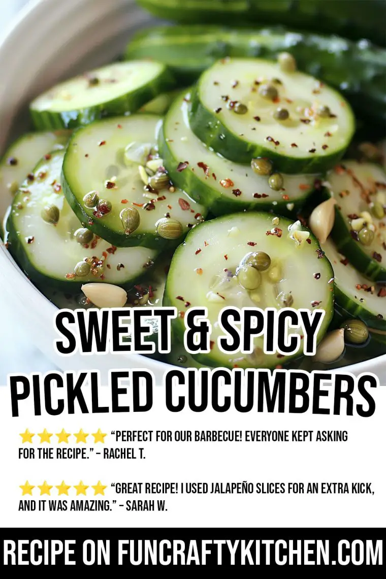Sweet & Spicy Pickled Cucumbers - FunCraftyKitchen