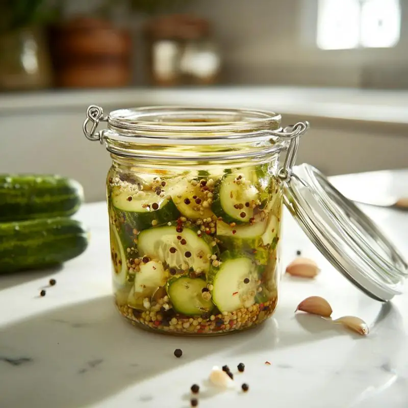 Sweet & Spicy Pickled Cucumbers - FunCraftyKitchen