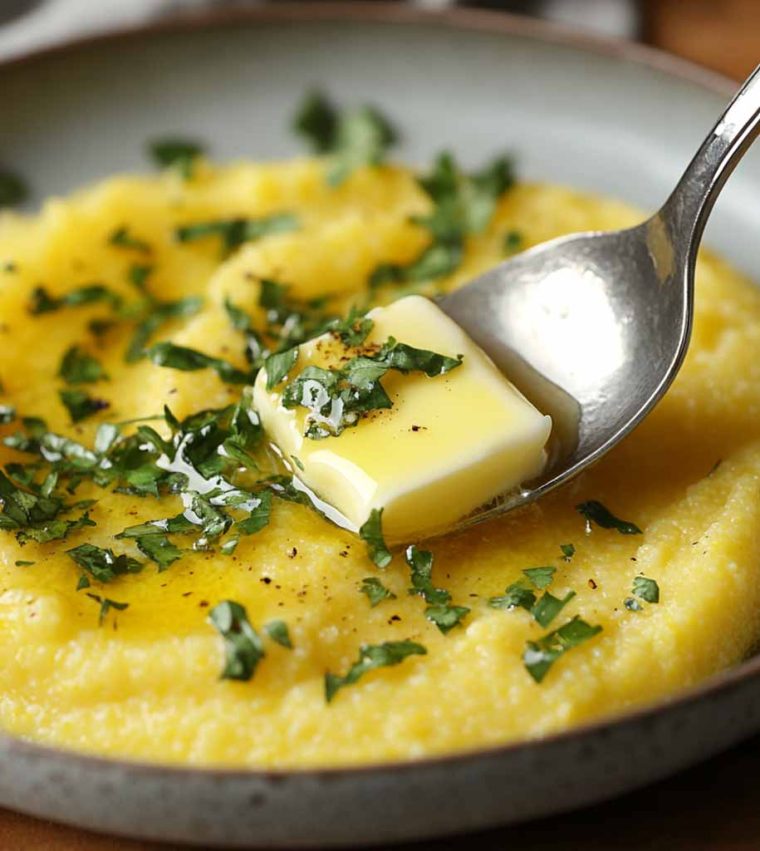 Creamy Polenta with Garlic and Parmesan - FunCraftyKitchen