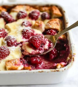 Raspberry and White Chocolate Bread Pudding - FunCraftyKitchen