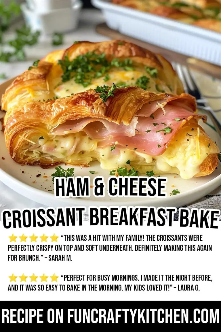 Ham & Cheese Croissant Breakfast Bake - FunCraftyKitchen