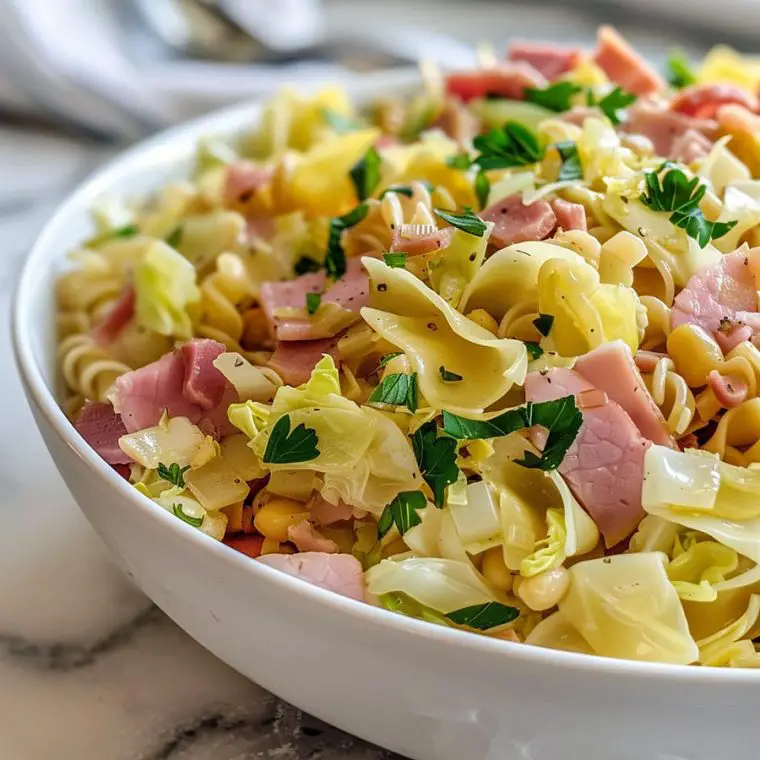 Haluski with Cabbage Ham & Noodles - FunCraftyKitchen