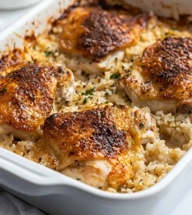 Old-School Chicken And Rice Bake - FunCraftyKitchen