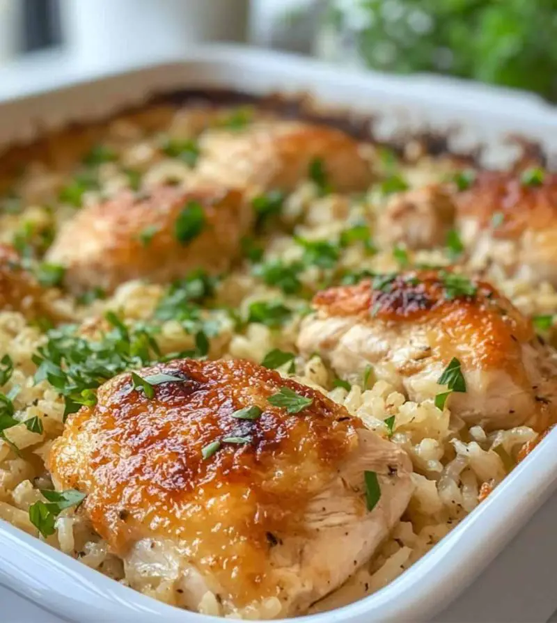 Old-School Chicken And Rice Bake - FunCraftyKitchen