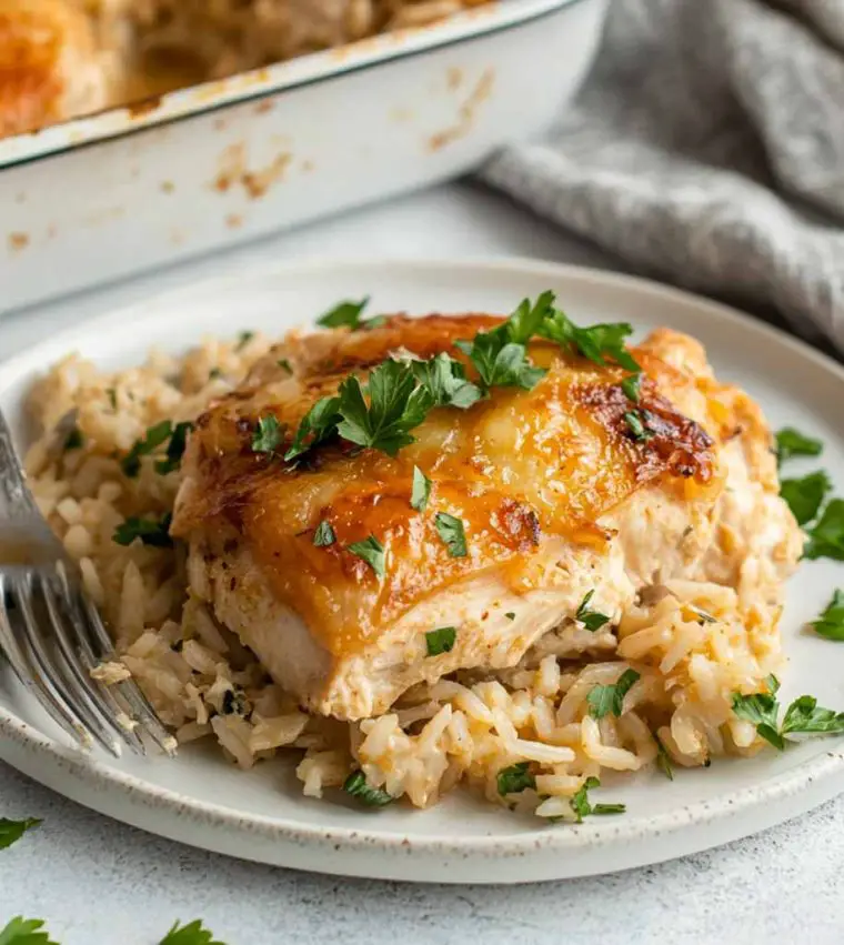 Old-School Chicken And Rice Bake - FunCraftyKitchen