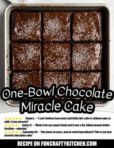 One-Bowl Chocolate Miracle Cake - FunCraftyKitchen