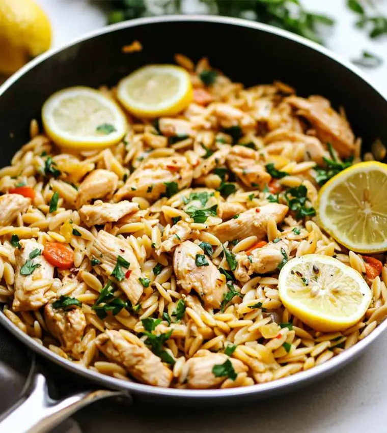 Lemon Chicken Orzo - FunCraftyKitchen