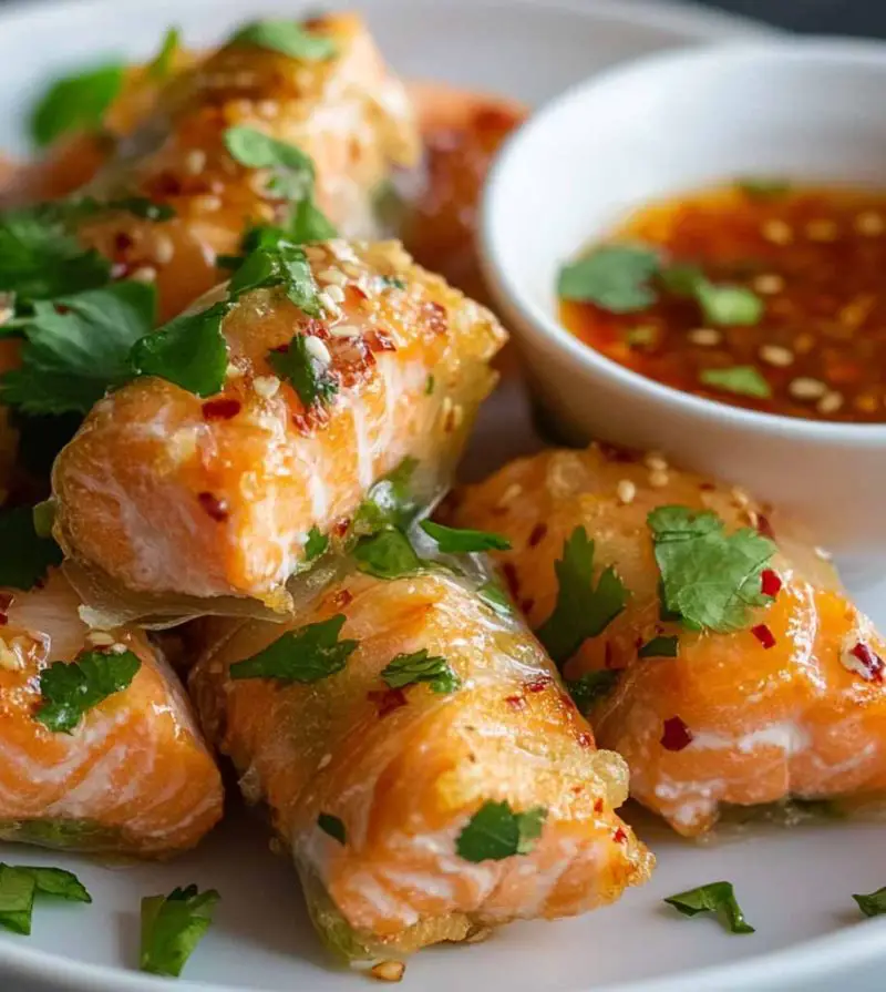 Crispy Salmon Rice Paper Bites - FunCraftyKitchen