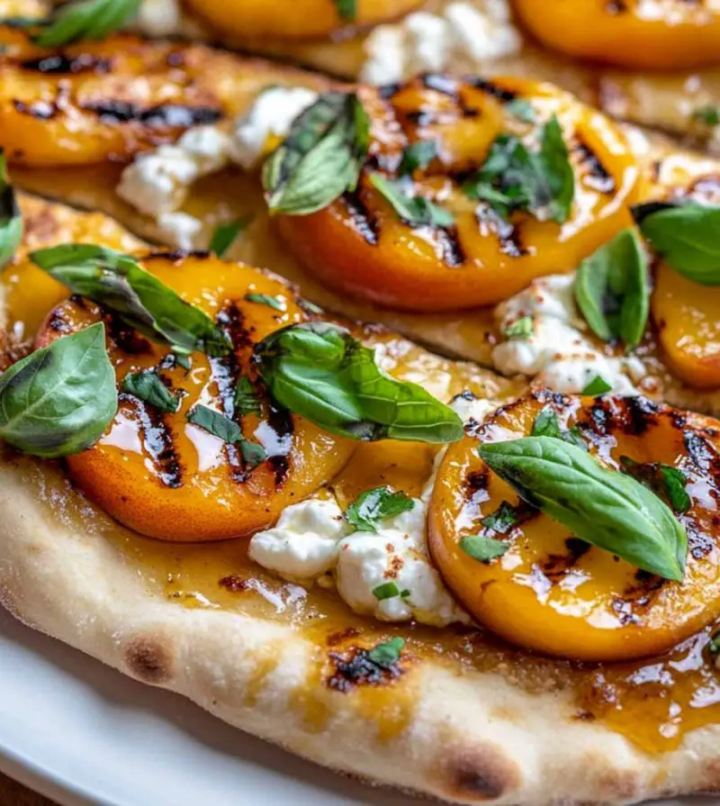 Grilled Peach Flatbread with Hot Honey - FunCraftyKitchen