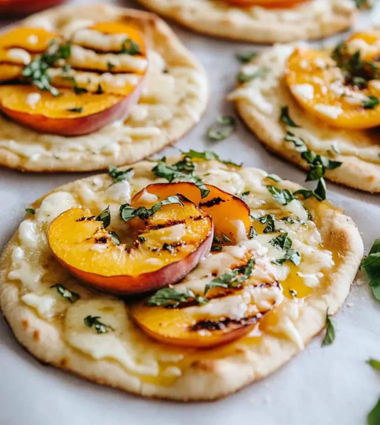 Grilled Peach Flatbread with Hot Honey - FunCraftyKitchen