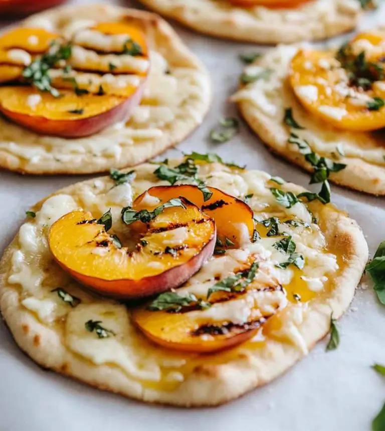 Grilled Peach Flatbread with Hot Honey - FunCraftyKitchen