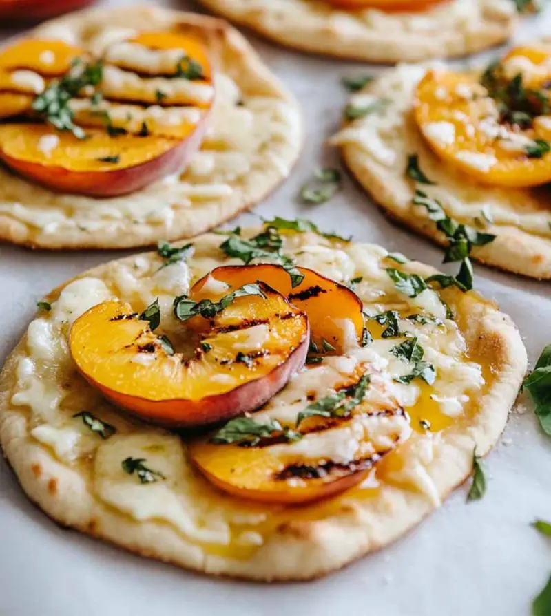 Grilled Peach Flatbread with Hot Honey - FunCraftyKitchen