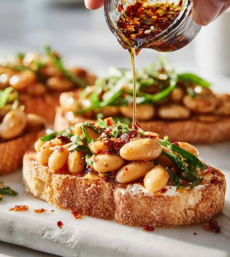 Chili Crisp Butter Beans on Toast - FunCraftyKitchen