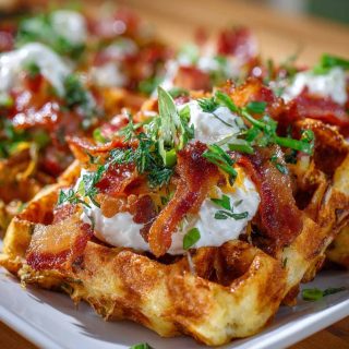 Loaded Baked Potato Waffles - FunCraftyKitchen