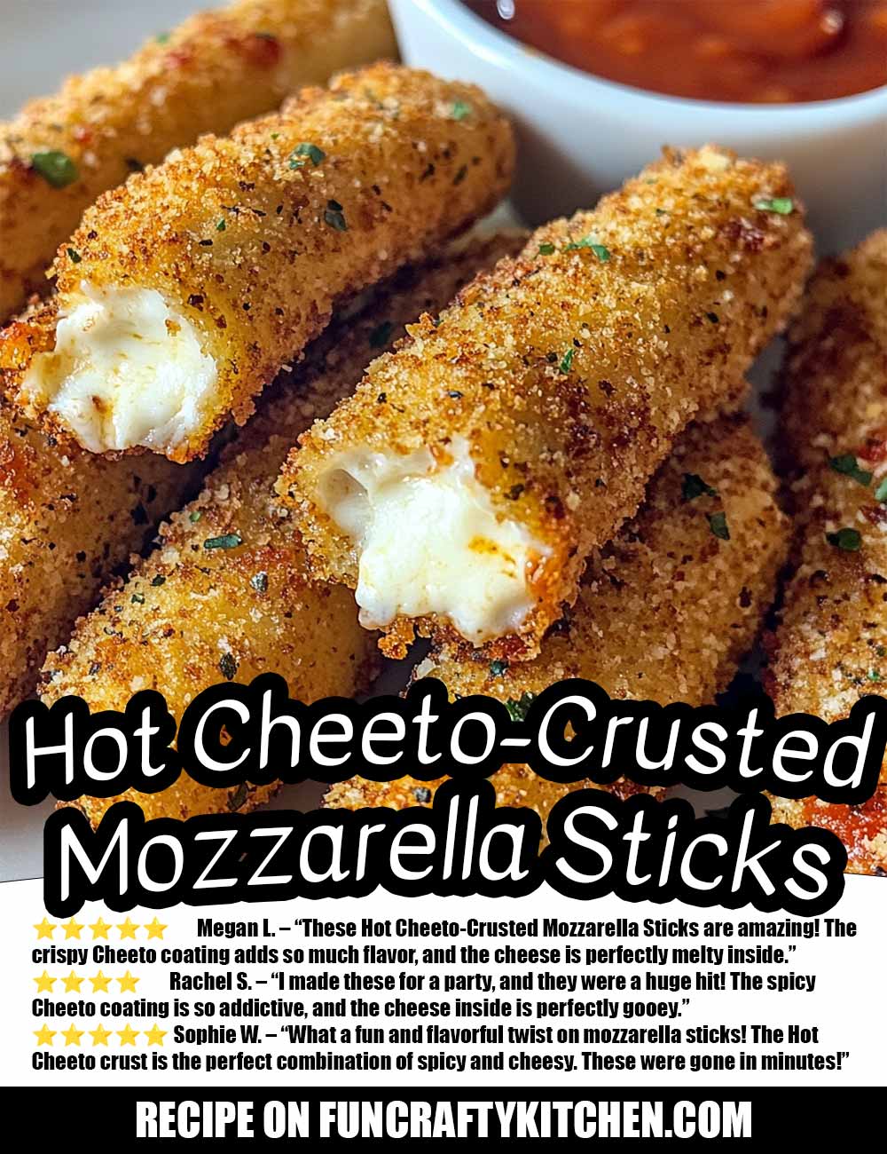 Hot Cheeto-Crusted Mozzarella Sticks - FunCraftyKitchen