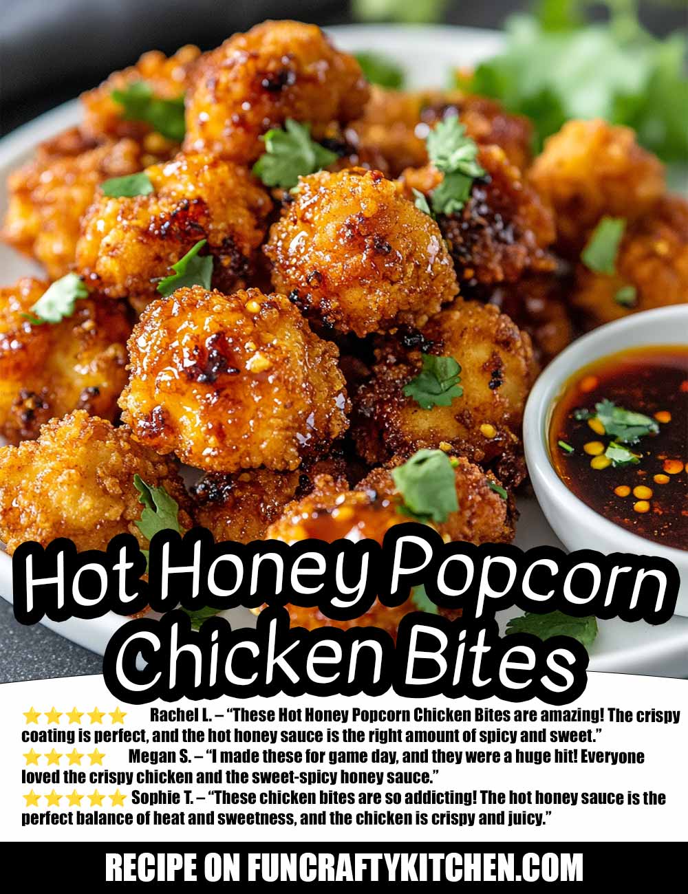 Hot Honey Popcorn Chicken Bites - FunCraftyKitchen