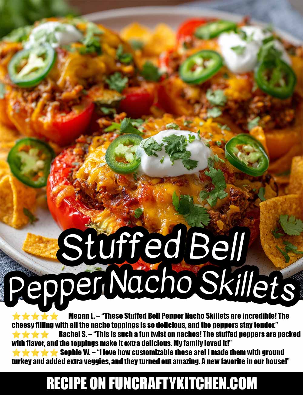 Stuffed Bell Pepper Nacho Skillets - FunCraftyKitchen
