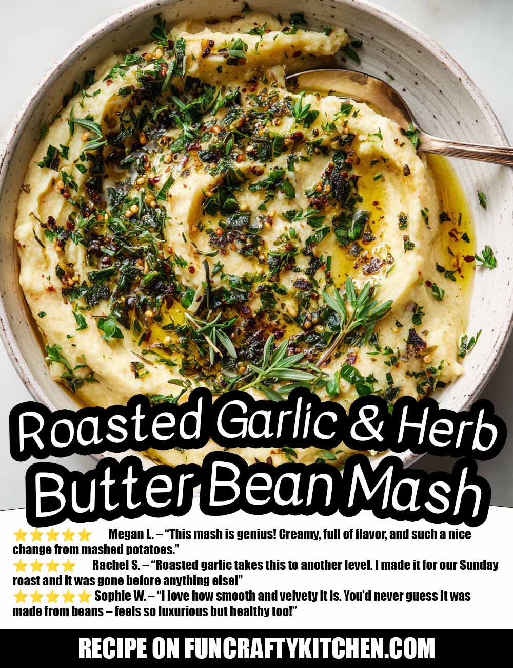 Roasted Garlic & Herb Butter Bean Mash - FunCraftyKitchen