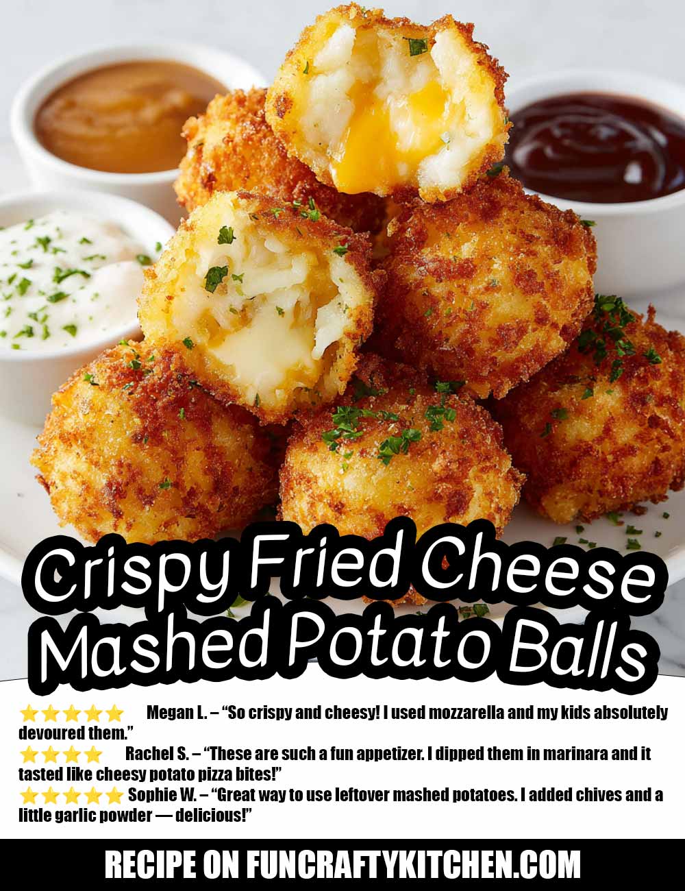 Crispy Fried Cheese Mashed Potato Balls - FunCraftyKitchen